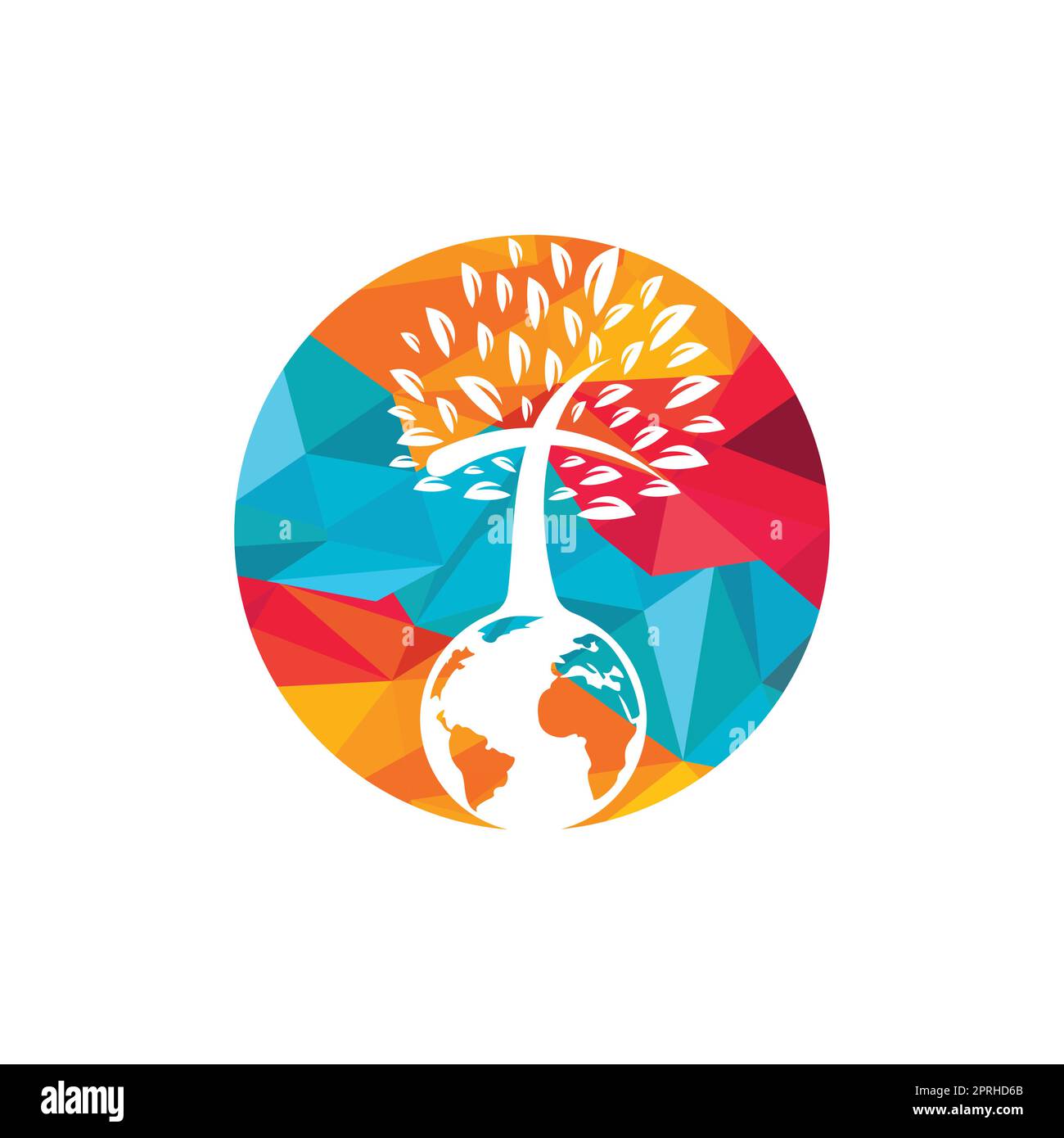 Global church vector logo design template. Globe with cross tree vector ...