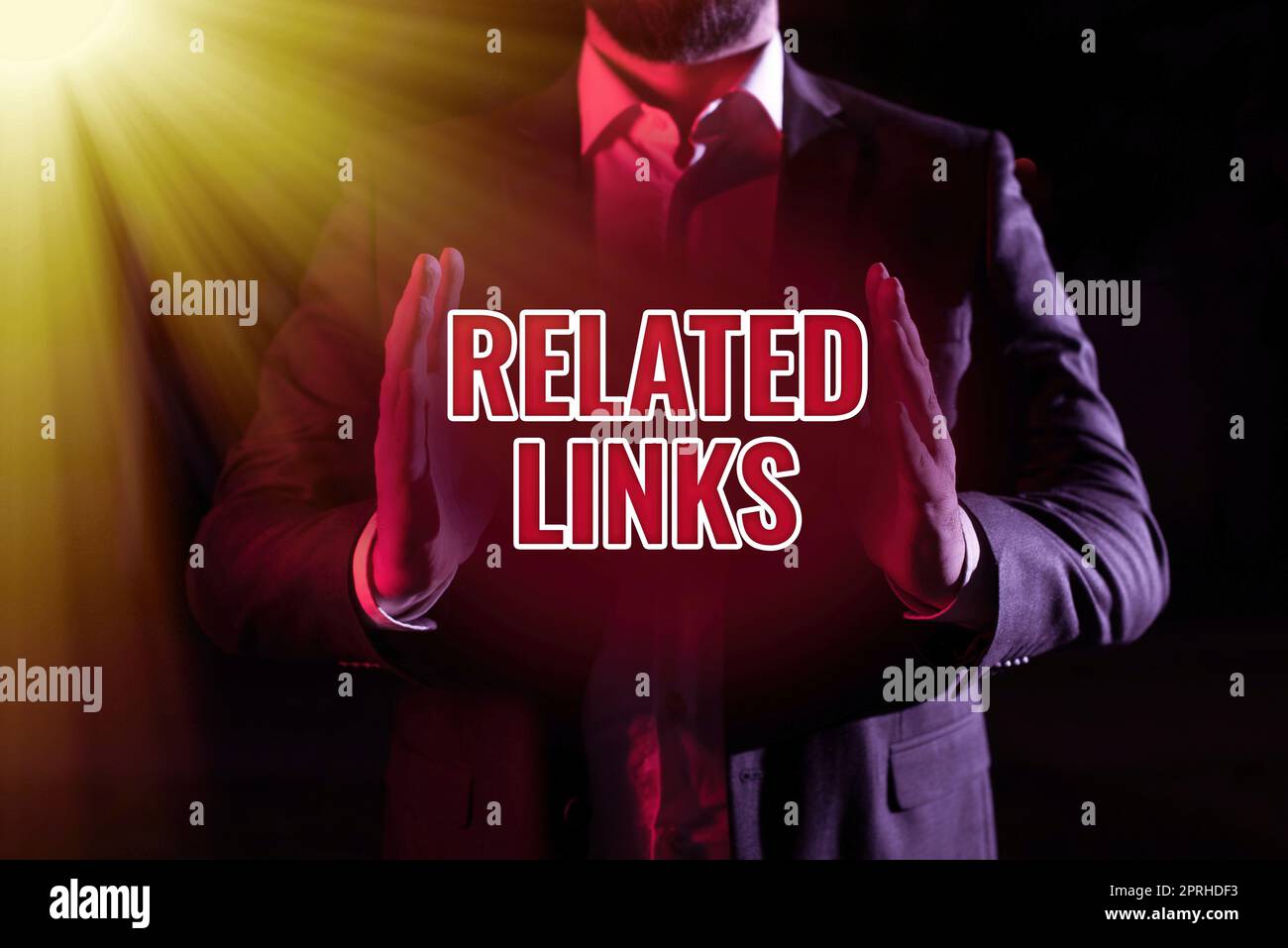 Hand writing sign Related Links, Concept meaning Website inside a ...