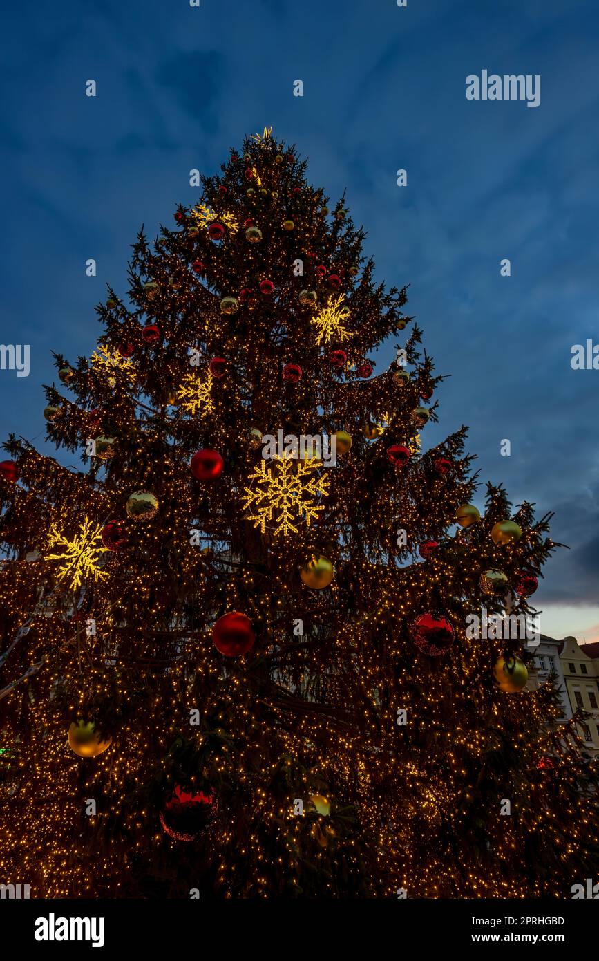 Christmas tree at Old Town Square, Prague, Czech Republic Stock Photo ...