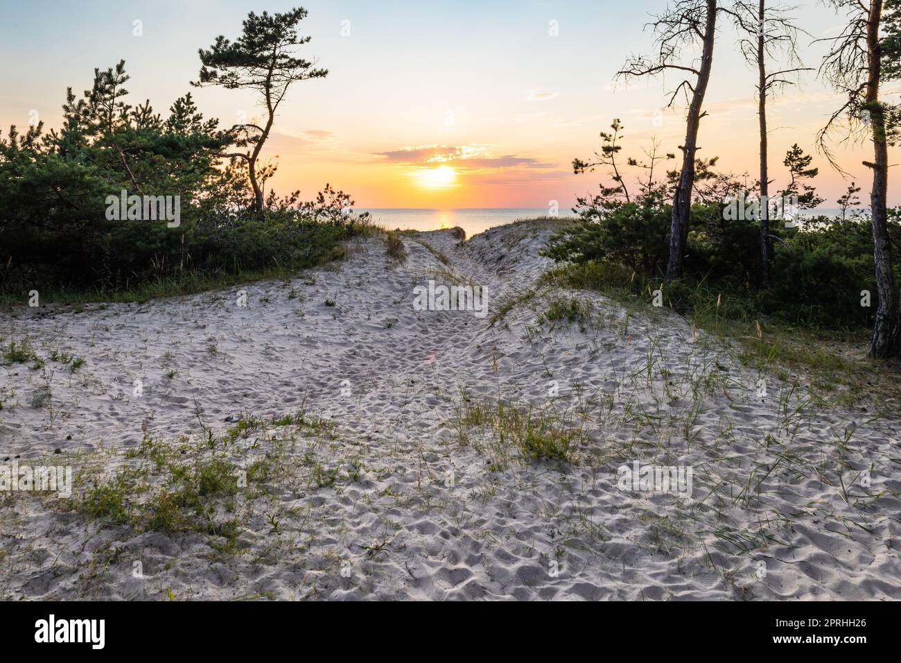 Sunset at the Baltic sea shore. Typical Baltic sea beach landscape ...
