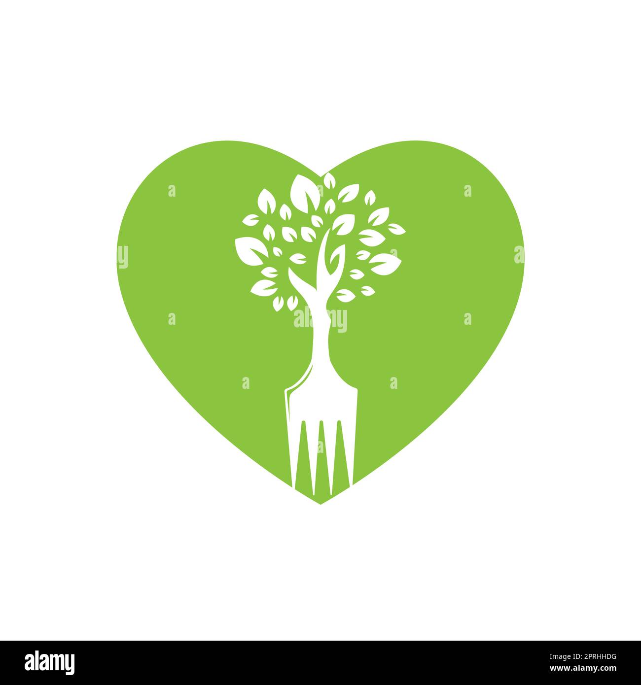 Fork tree with heart shape vector logo design. Restaurant and farming ...