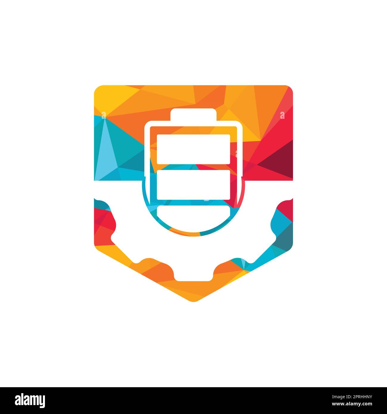 Industrial energy and power logo design concept. Battery and gear icon ...