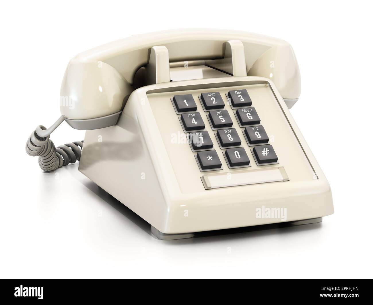 Retro analogue telephone with keys isolated on white background. 3D ...