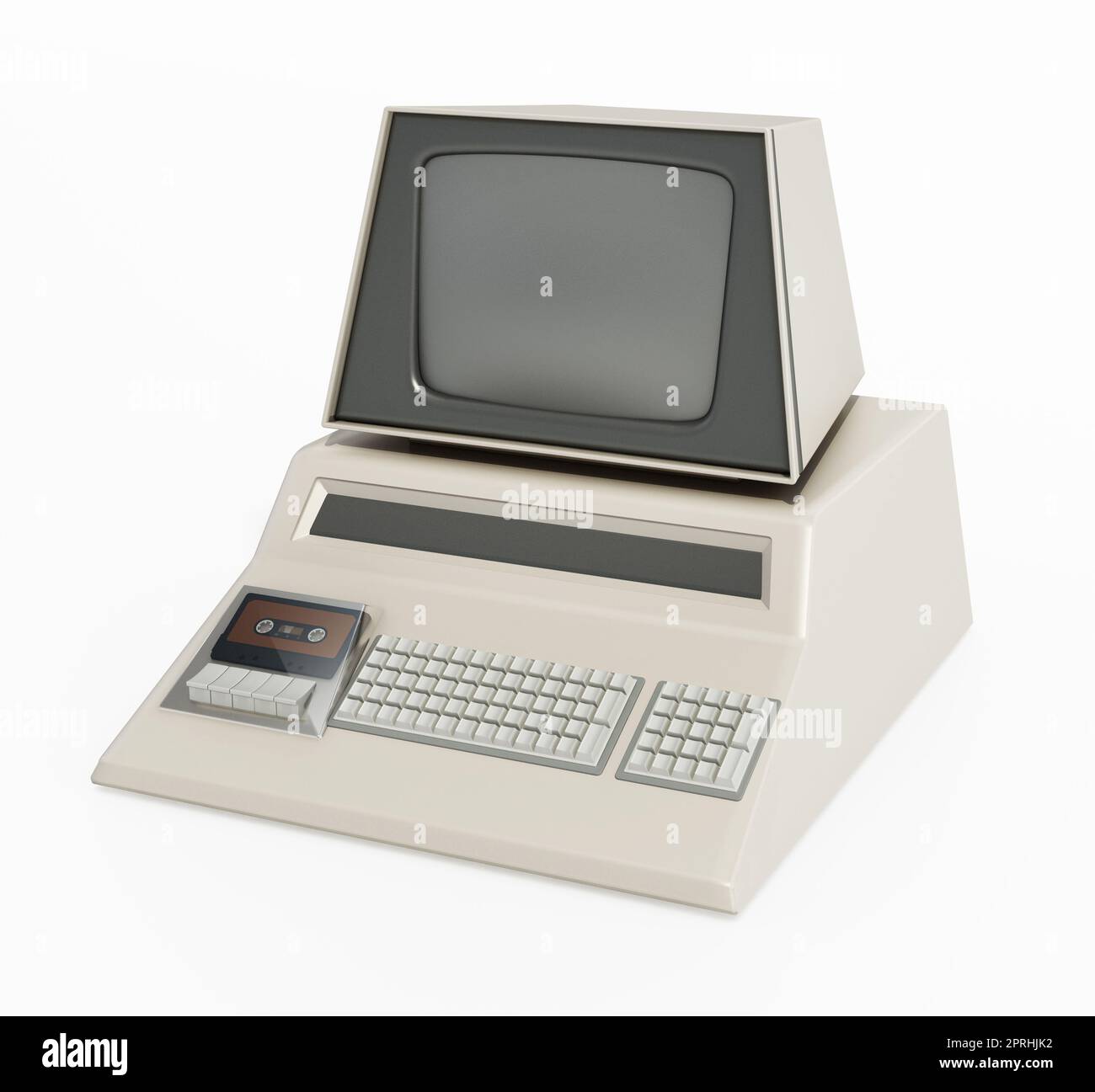 Vintage computer isolated on white background. 3D illustration Stock ...