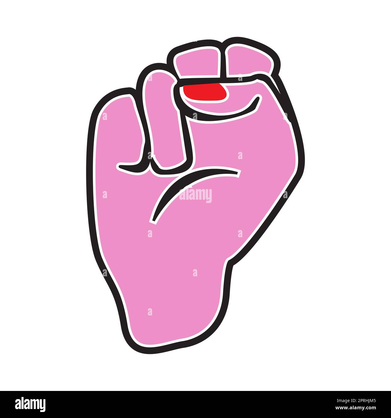 A black outline power fist in pink isolated on a white background Stock ...