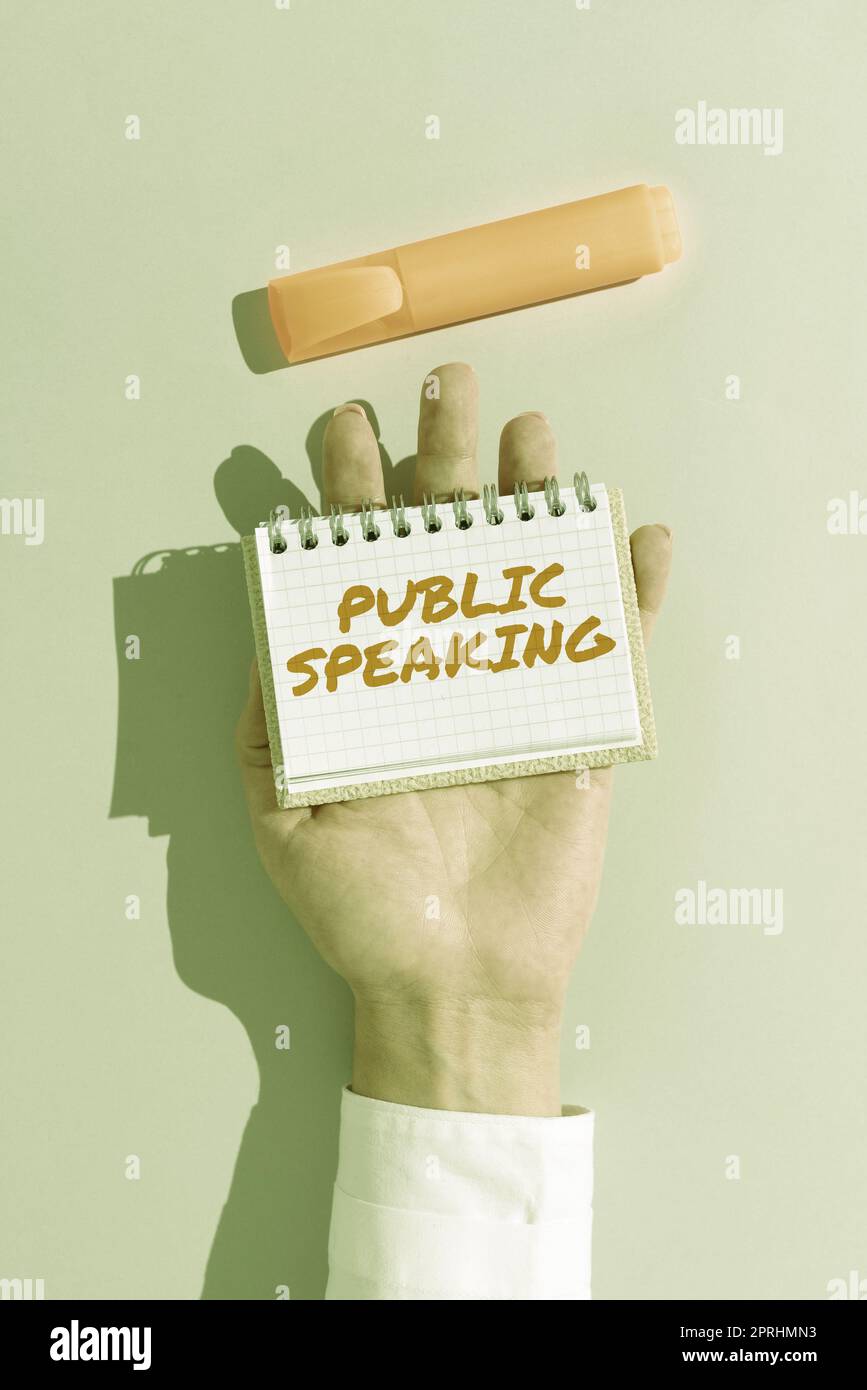 Text sign showing Public Speaking talking people stage in subject ...