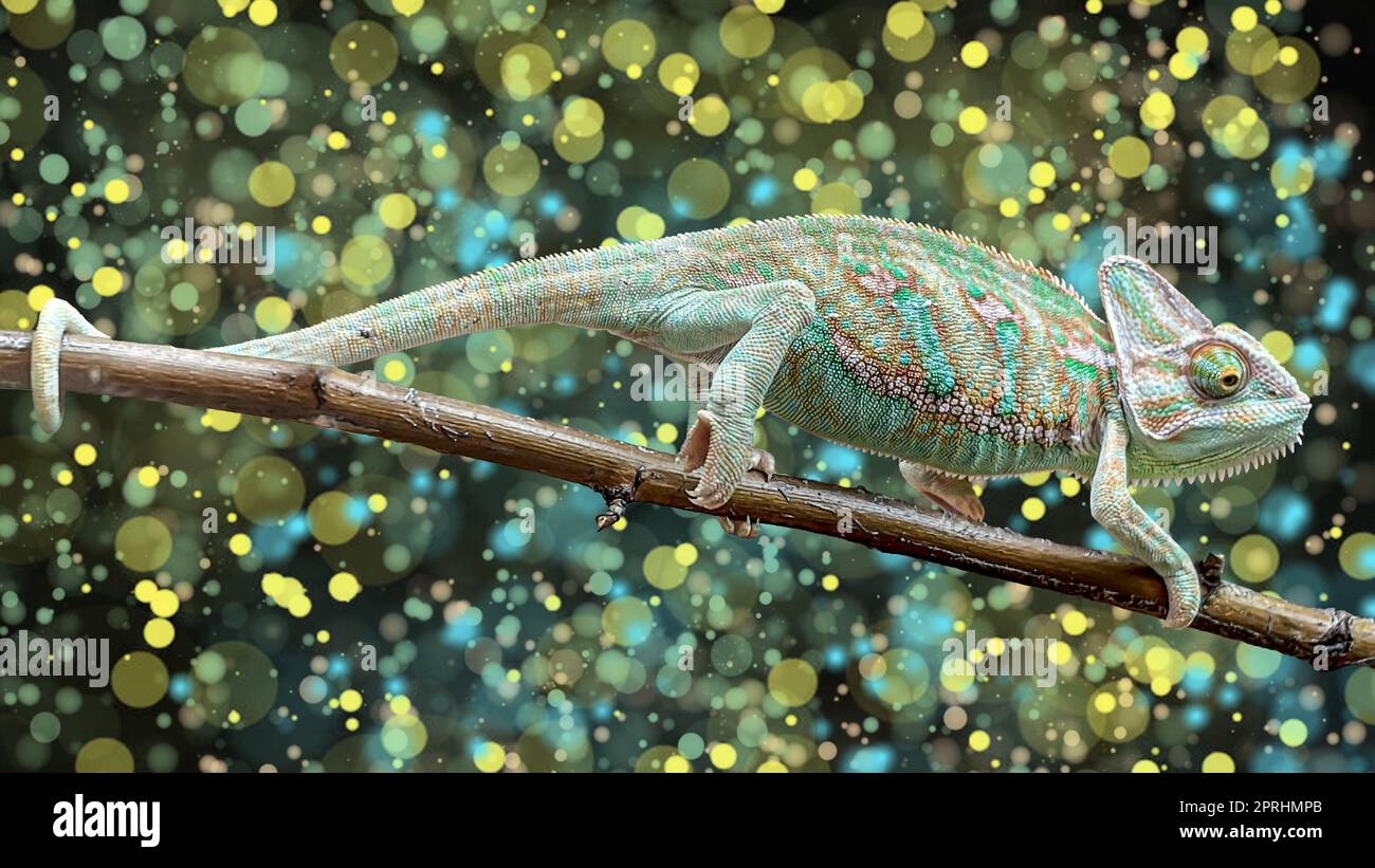 A Chile Camelion well camouflaged against a background background ...