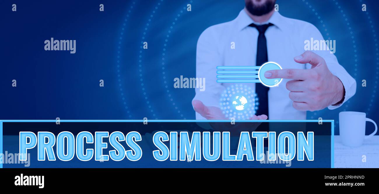 Conceptual caption Process SimulationTechnical Representation Fabricated Study of a system. Word ...