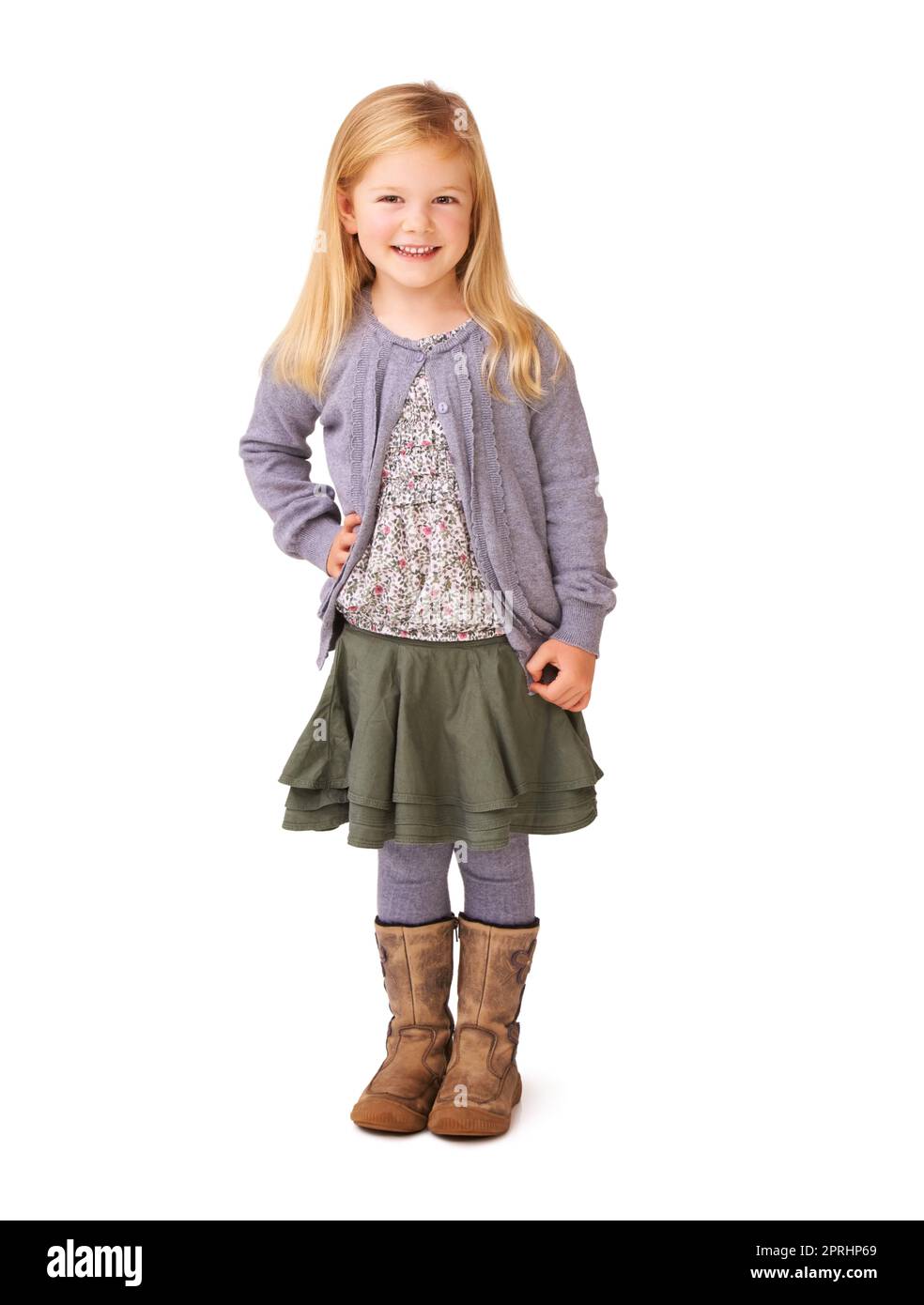Shes a stylish little one. Cute little girl standing confidently ...