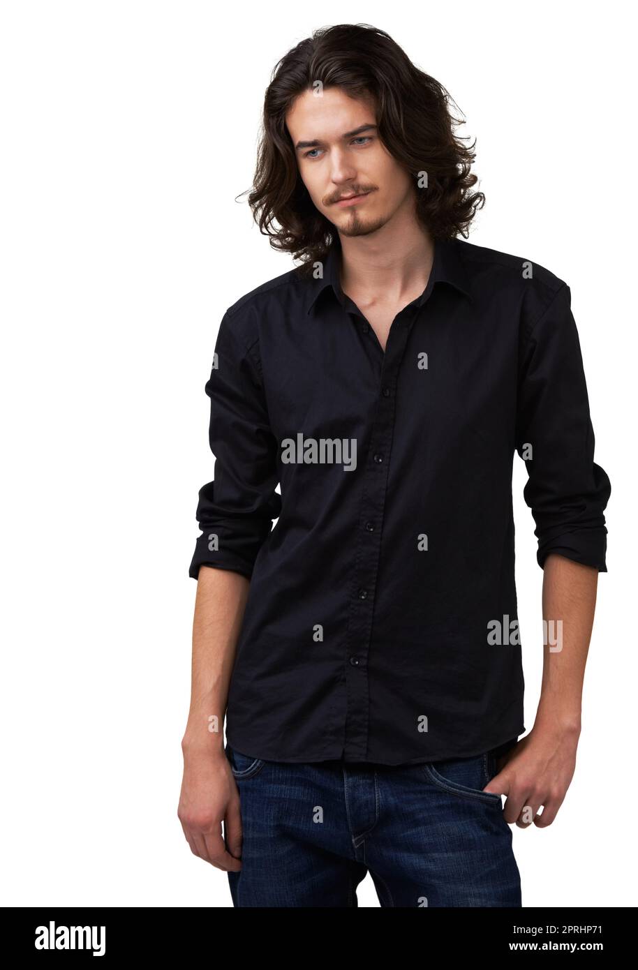 Dashing and daring. Handsome young man with a goatee standing and ...