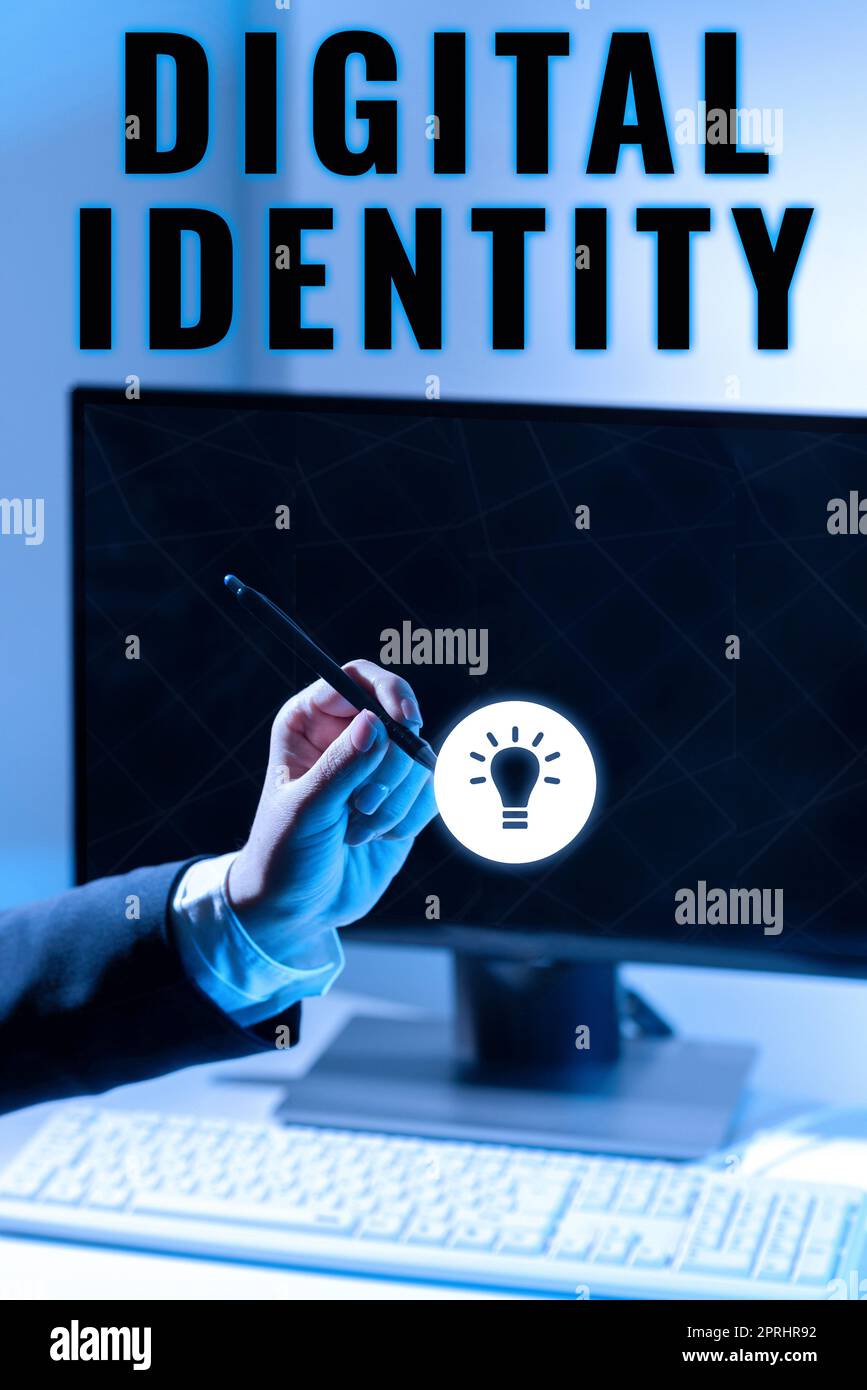 Handwriting text Digital Identityinformation on entity used by computer ...