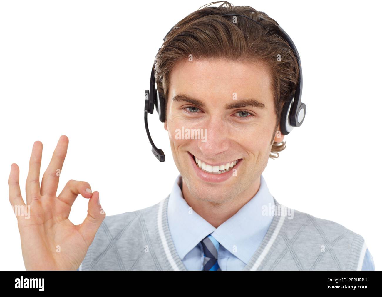 A-okay. A young man giving you the a-okay while isolated on a white ...