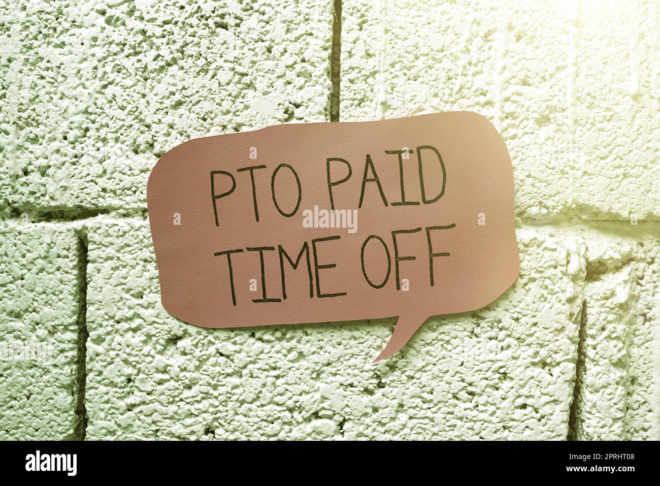 Hand writing sign Pto Paid Time OffEmployer grants compensation for ...