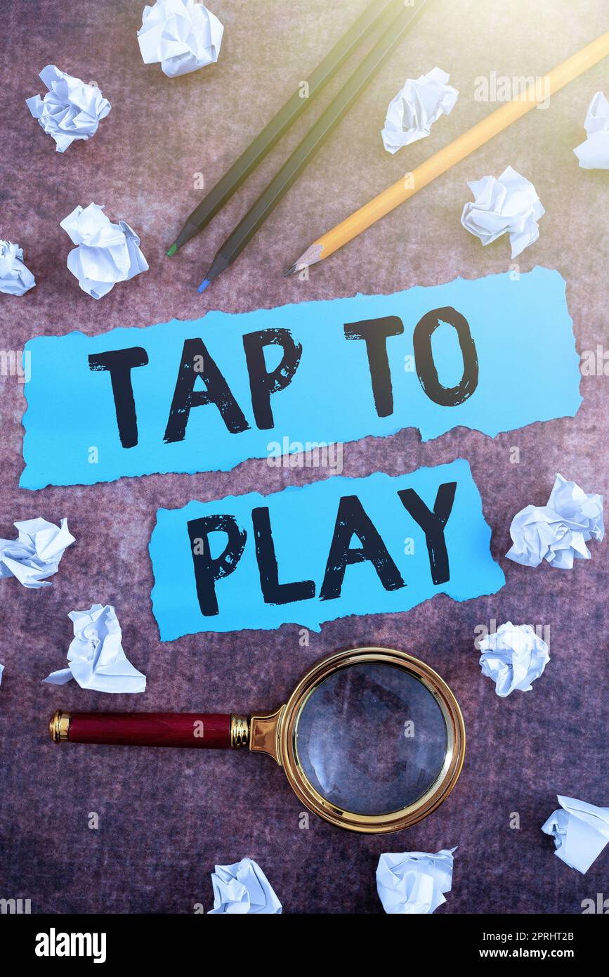 Handwriting text Tap To Play. Internet Concept Touch the screen to ...