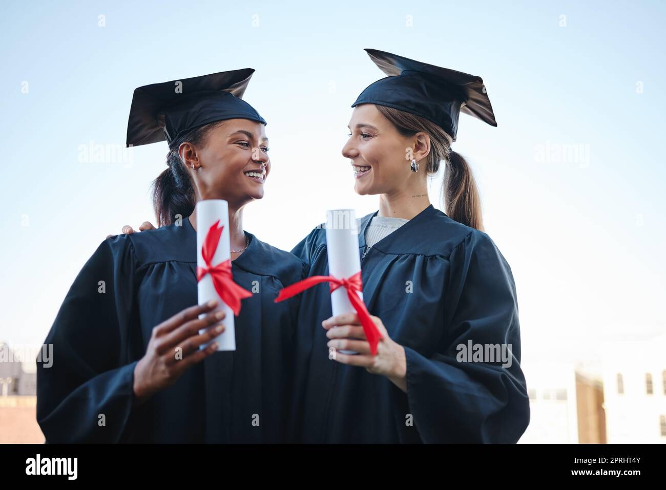 Friends graduate, graduation and university success celebration of ...