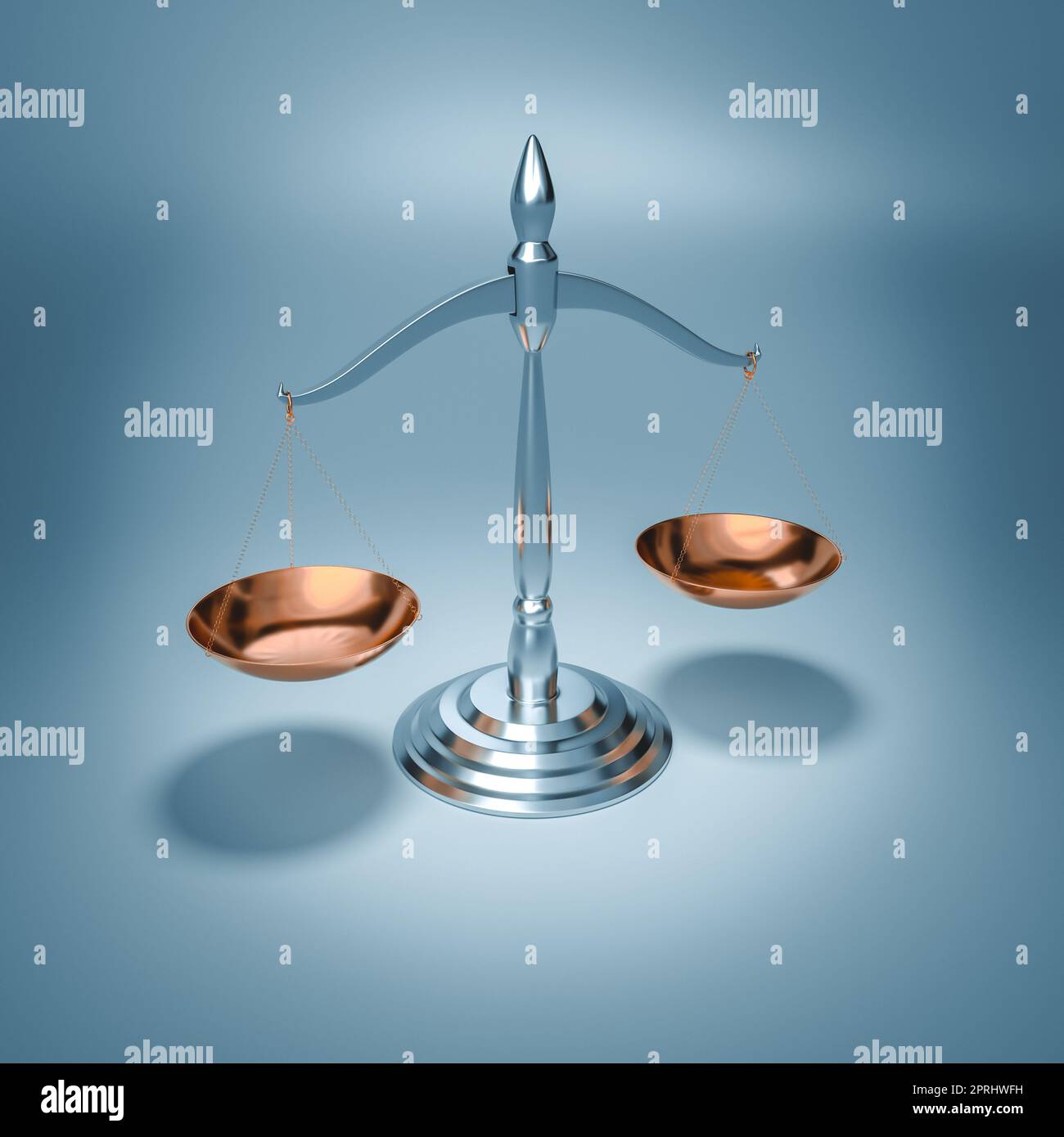 scales of justice on a light blue background. 3d render Stock Photo - Alamy