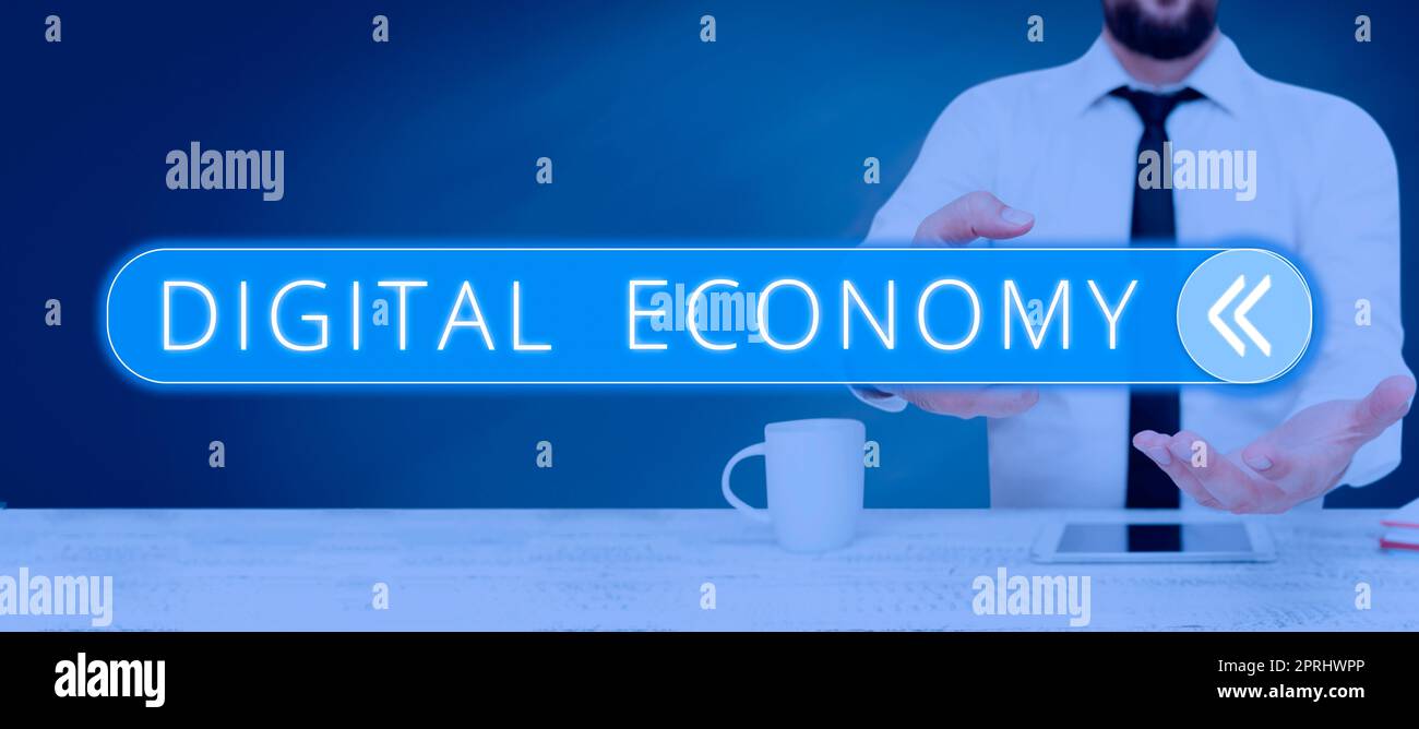 Writing displaying text Digital Economyworldwide network of economic ...