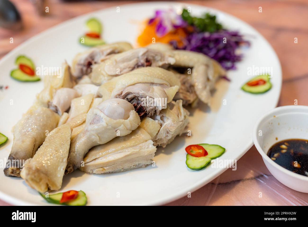 Steamed chicken chopped into pieces Stock Photo - Alamy
