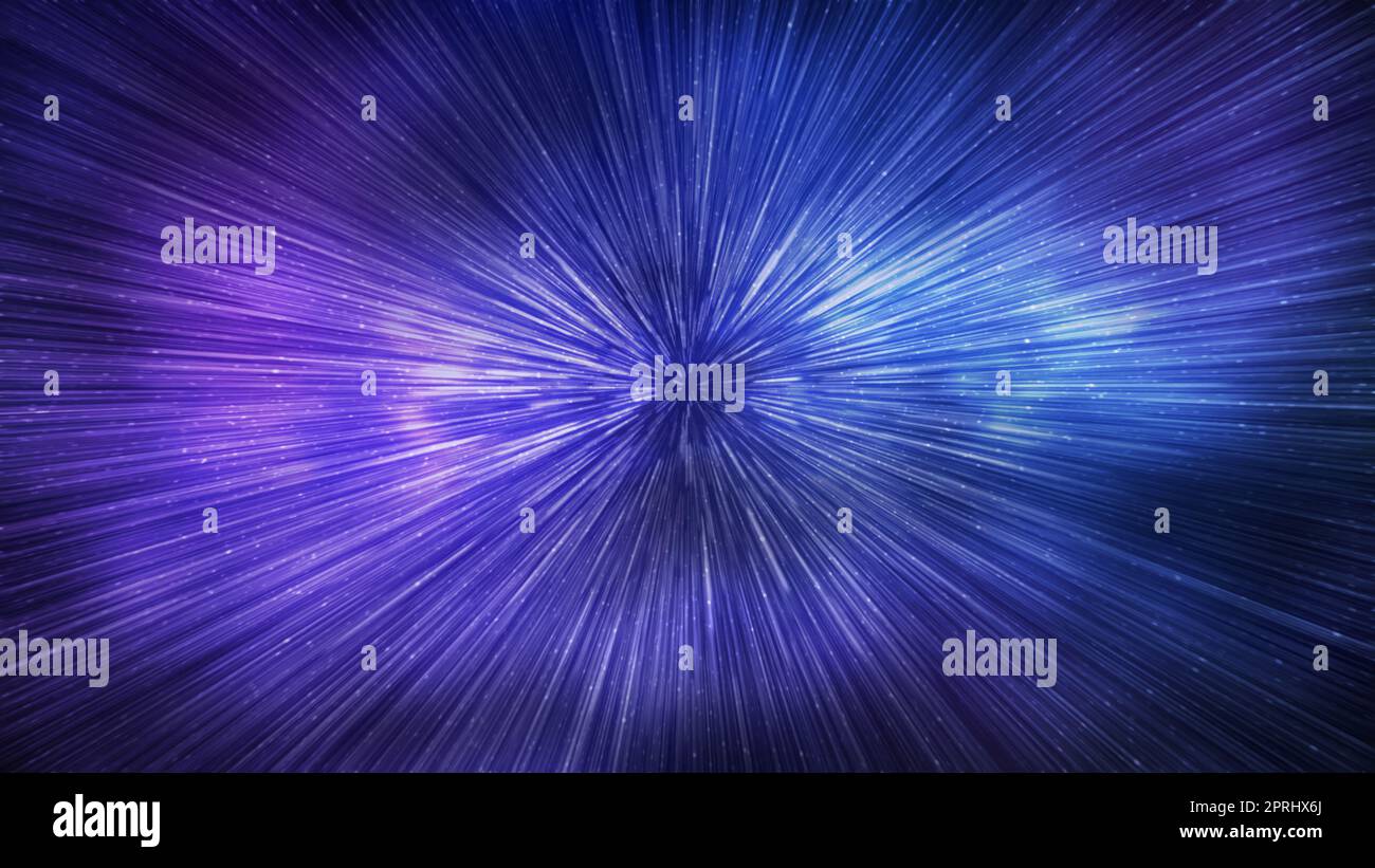 Hyperspace speed effect in night starry sky. Bright blue galaxy ...