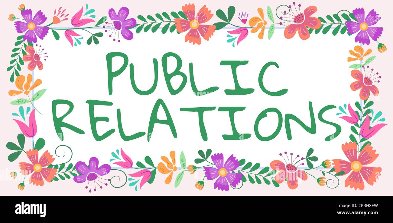 Text caption presenting Public Relationspractice managing spread of ...