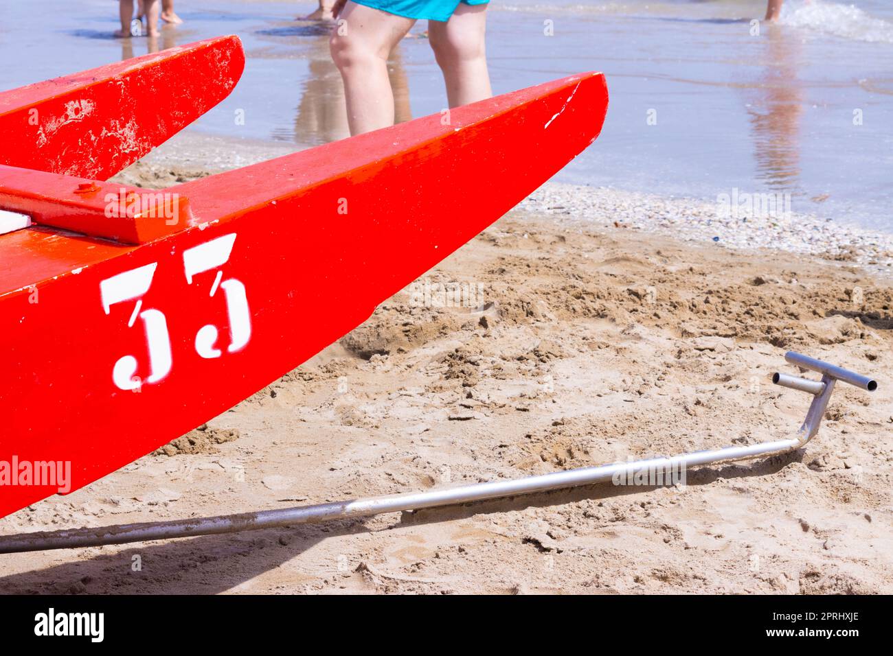 Lifeguard boat at the beach in summer. Rimini, Italy Stock Photo - Alamy