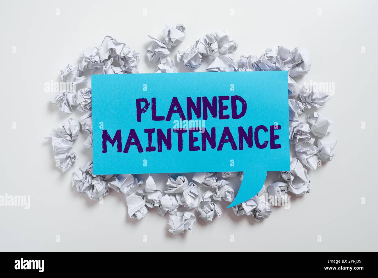 Text caption presenting Planned Maintenance. Concept meaning Check ups ...