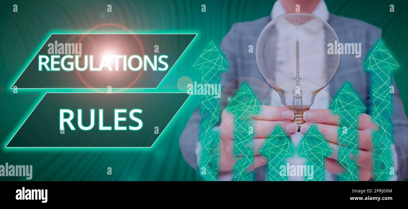 Text caption presenting Regulations RulesStandard Statement Procedure ...