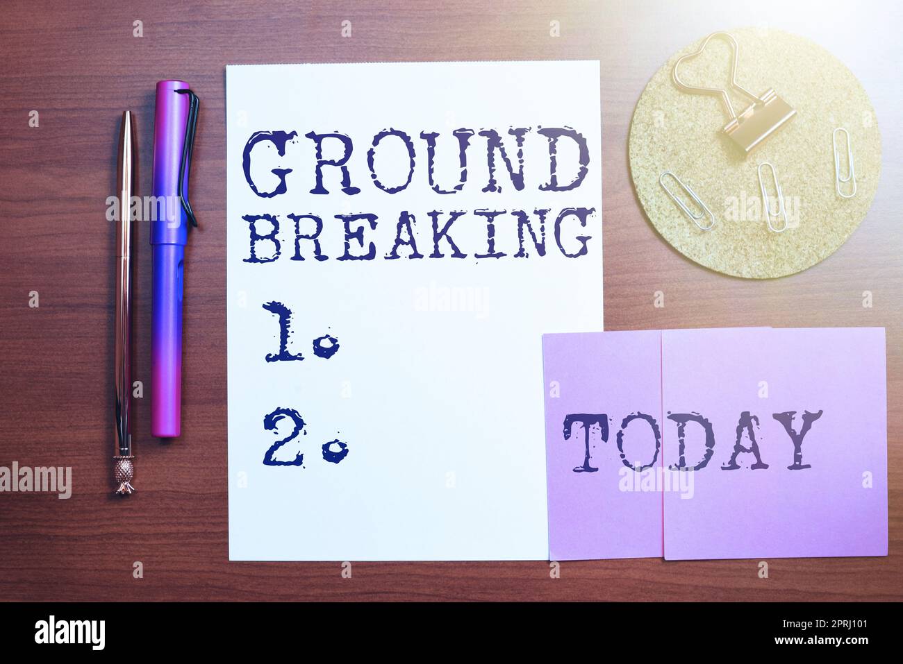 Text showing inspiration Ground BreakingVery new and a big change from ...