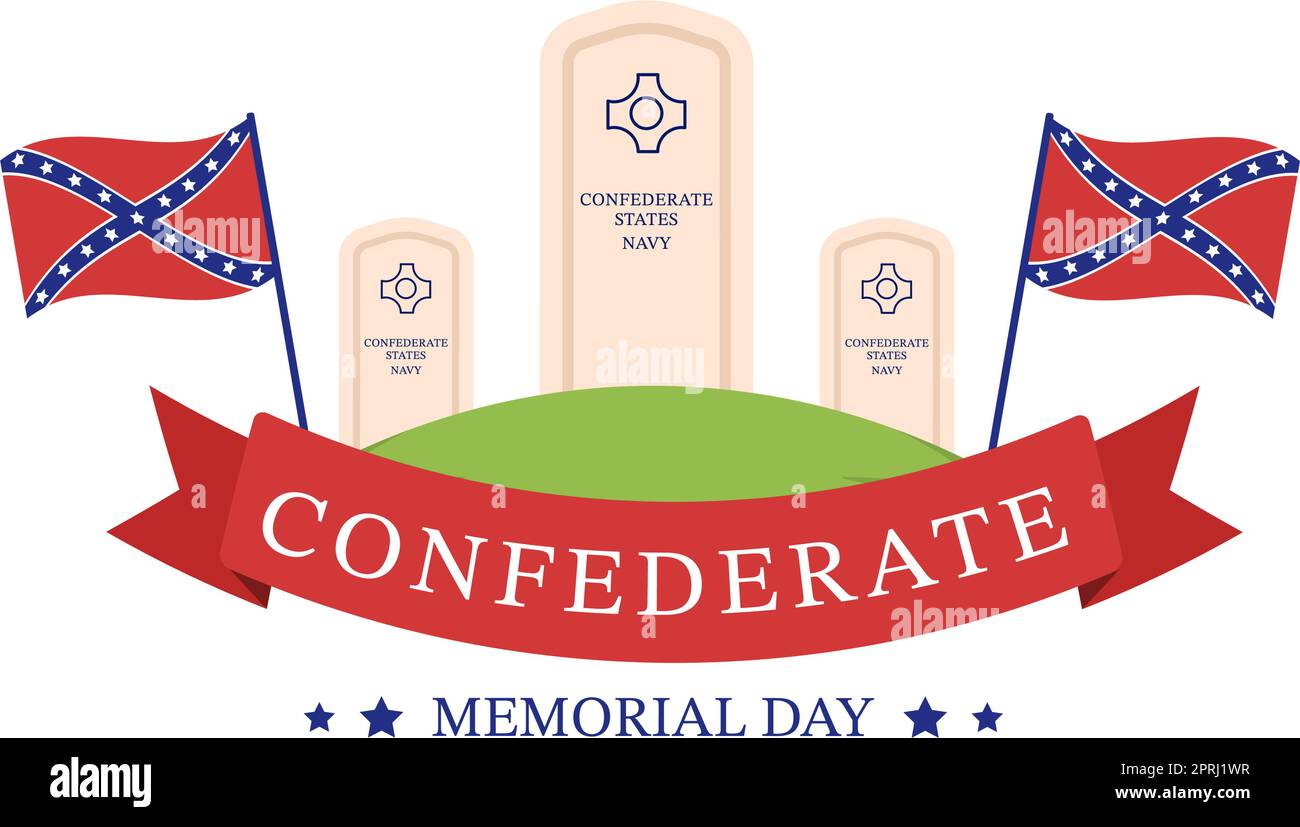 Confederate Memorial Day Template Hand Drawn Cartoon Flat Illustration ...