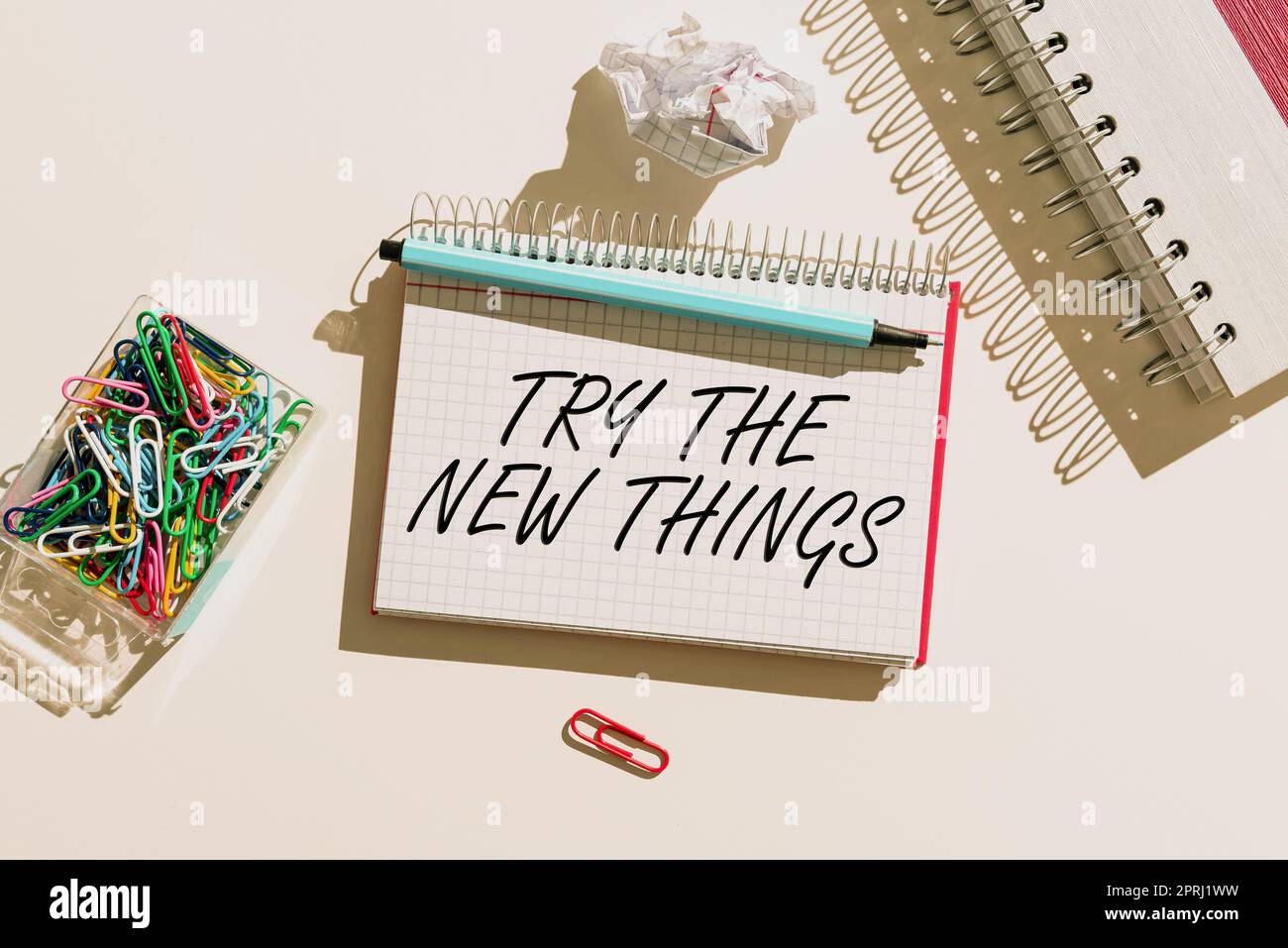 Text showing inspiration Try The New ThingsBreaks up Life Routine Learn ...