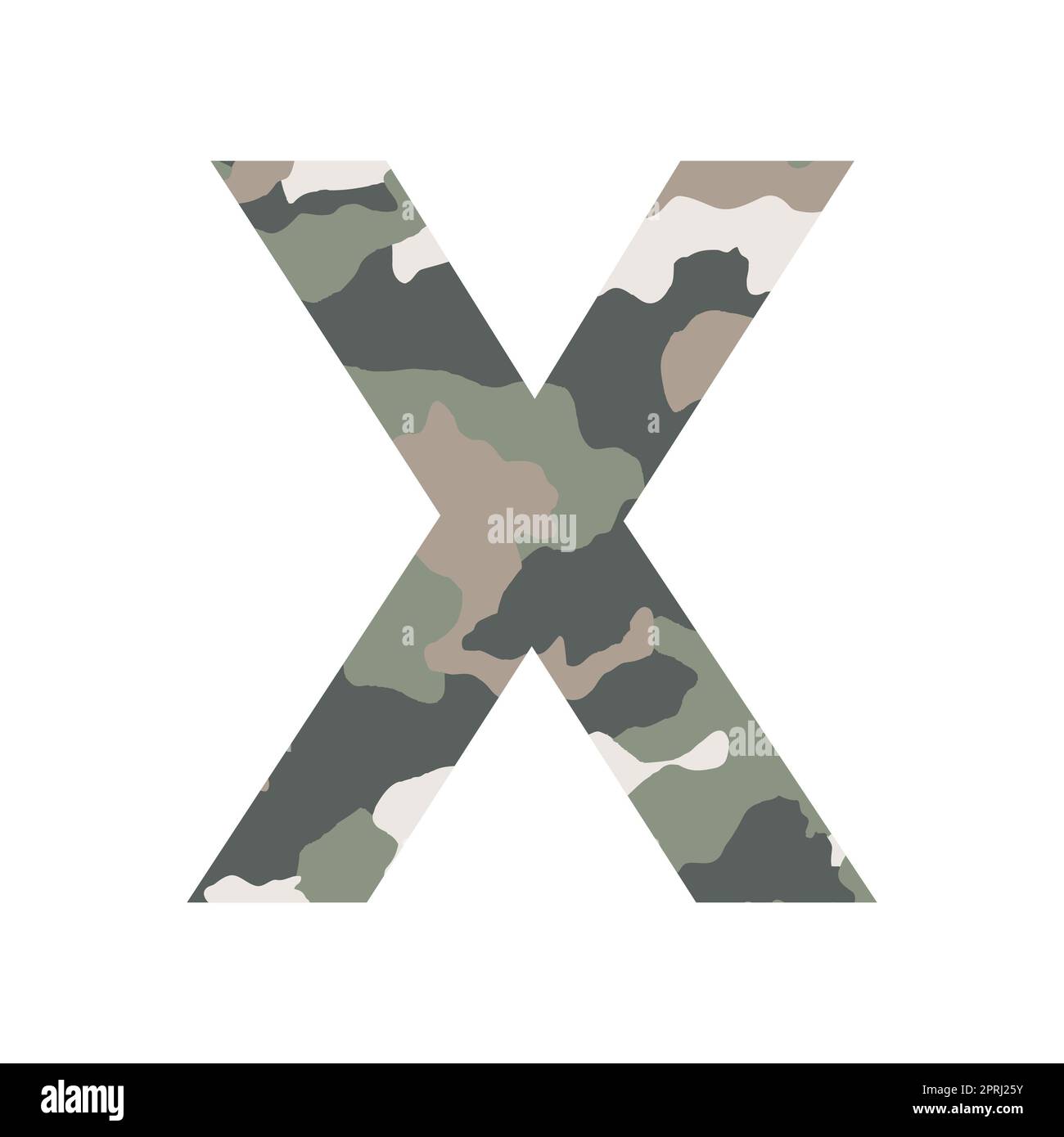 English alphabet letter X, khaki style isolated on white background ...