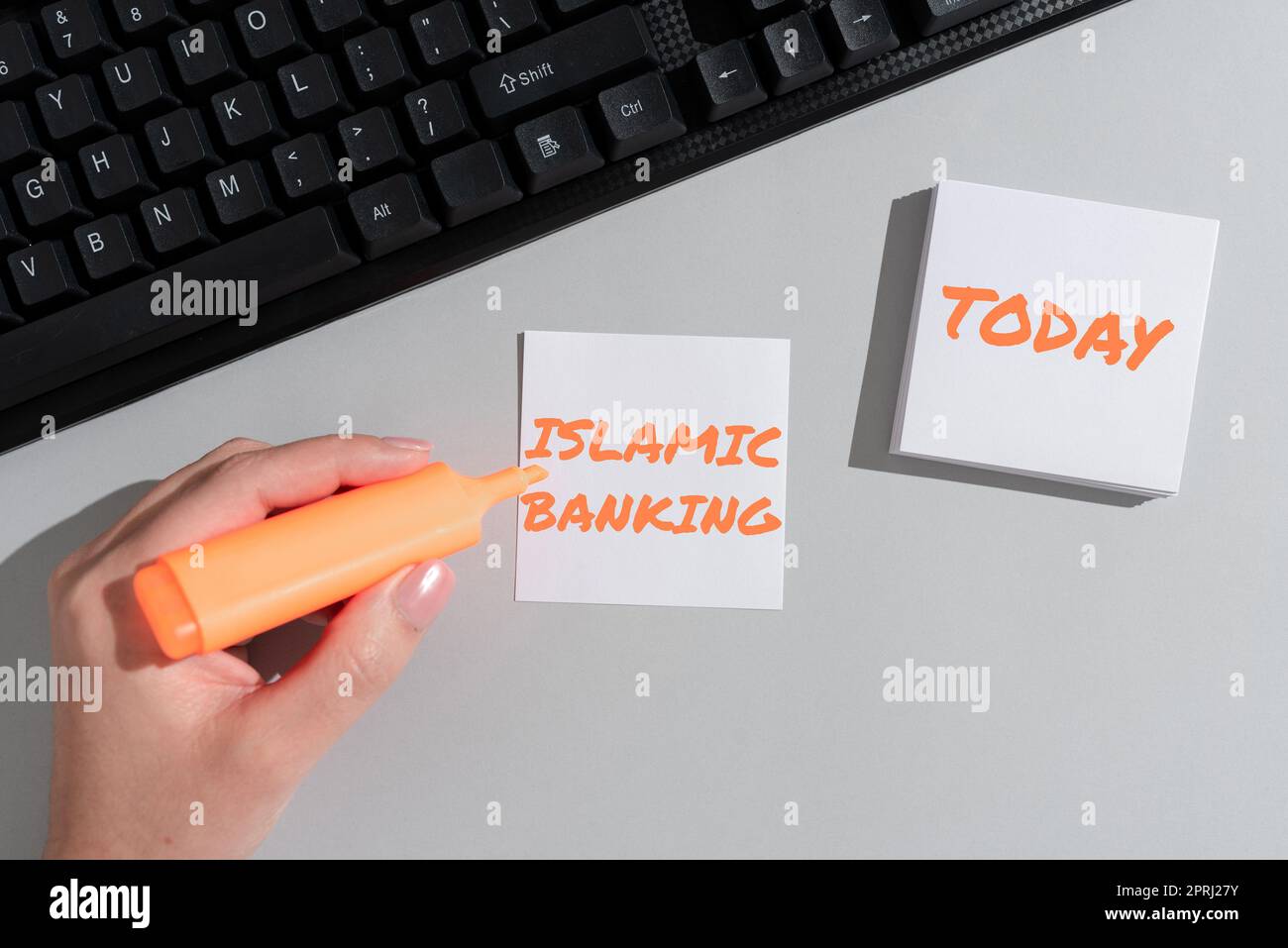 Hand writing sign Islamic BankingBanking system based on the principles ...