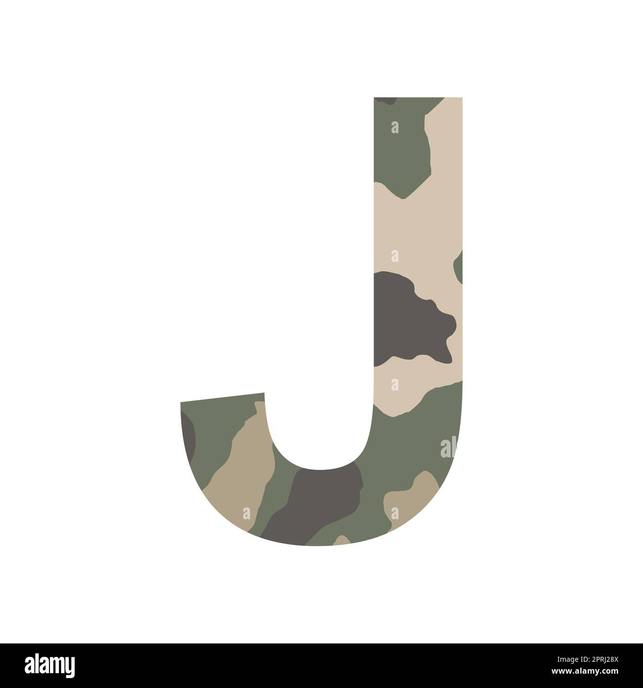 English alphabet letter J, khaki style isolated on white background - Vector illustration Stock ...