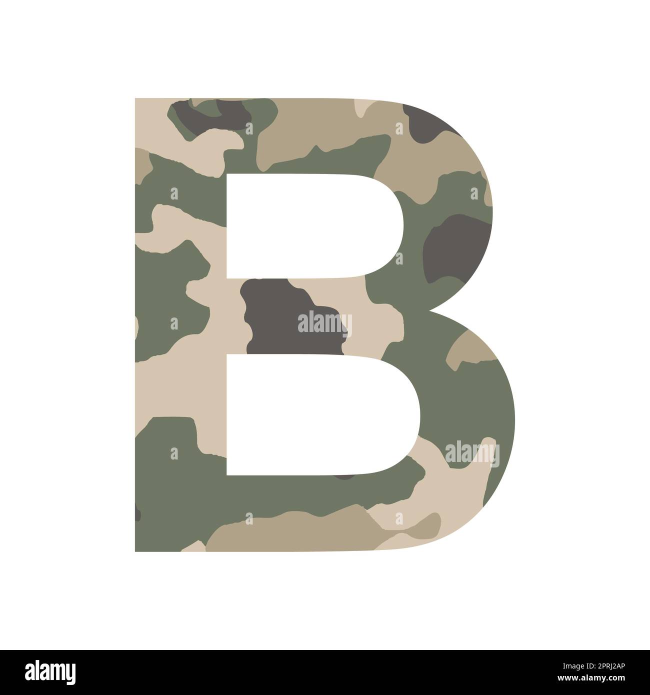 English alphabet letter B, khaki style isolated on white background ...