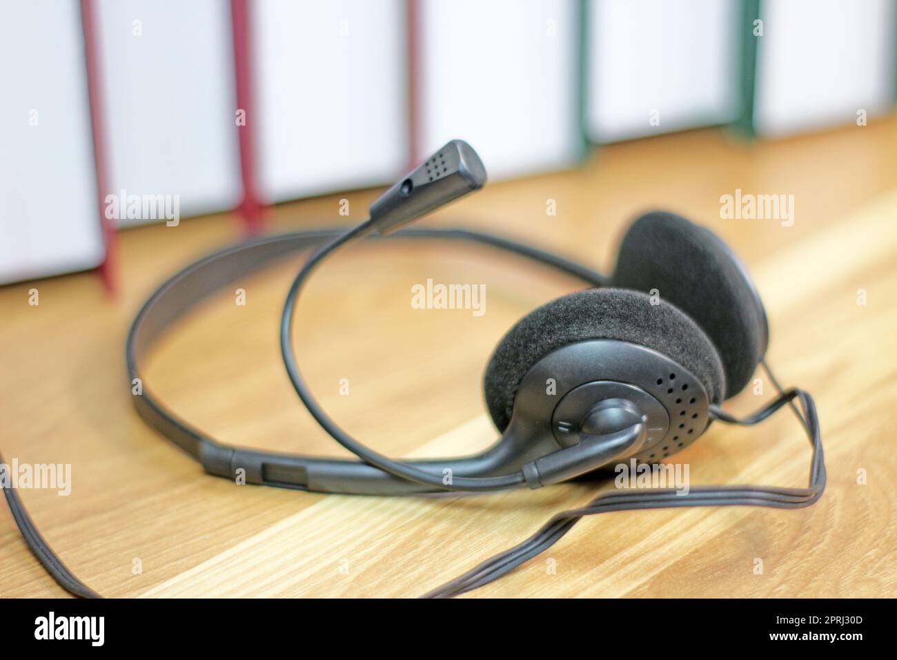 VOIP communication headset support, call center operator and customer ...