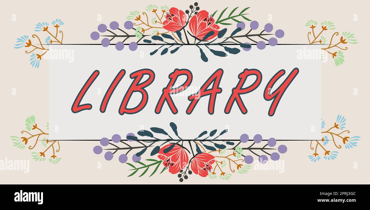Hand writing sign Library, Business approach curated collection of ...