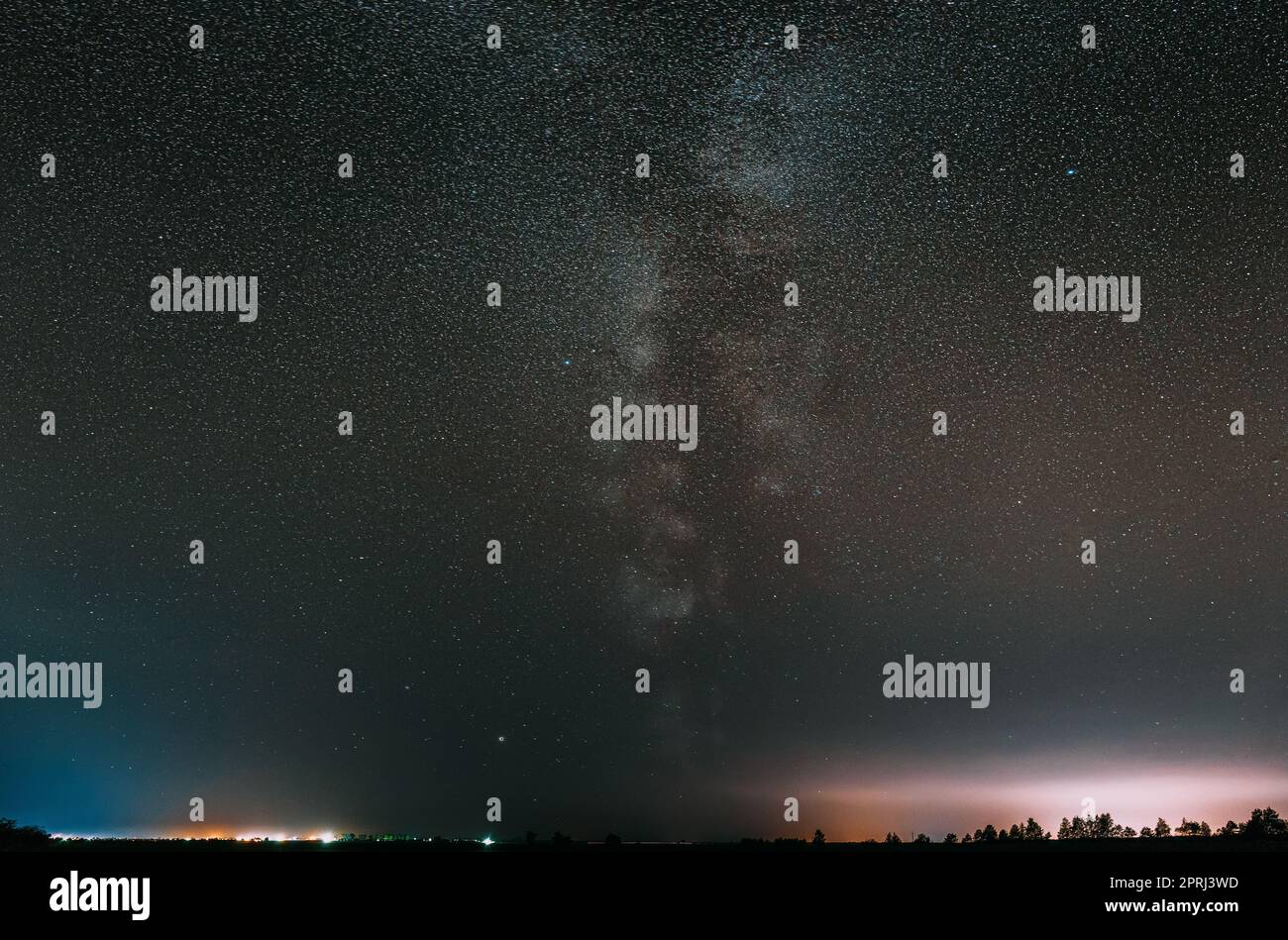 Milky Way Galaxy In Night Starry Sky With Glowing Stars Above ...