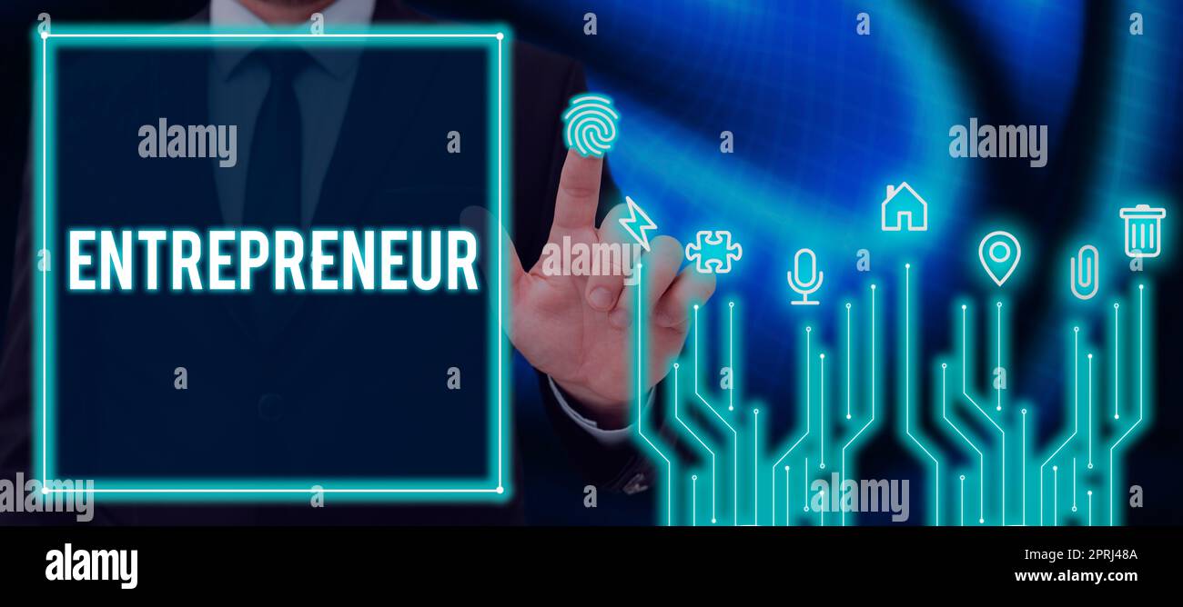 Text sign showing Entrepreneur, Conceptual photo enterprise resource ...