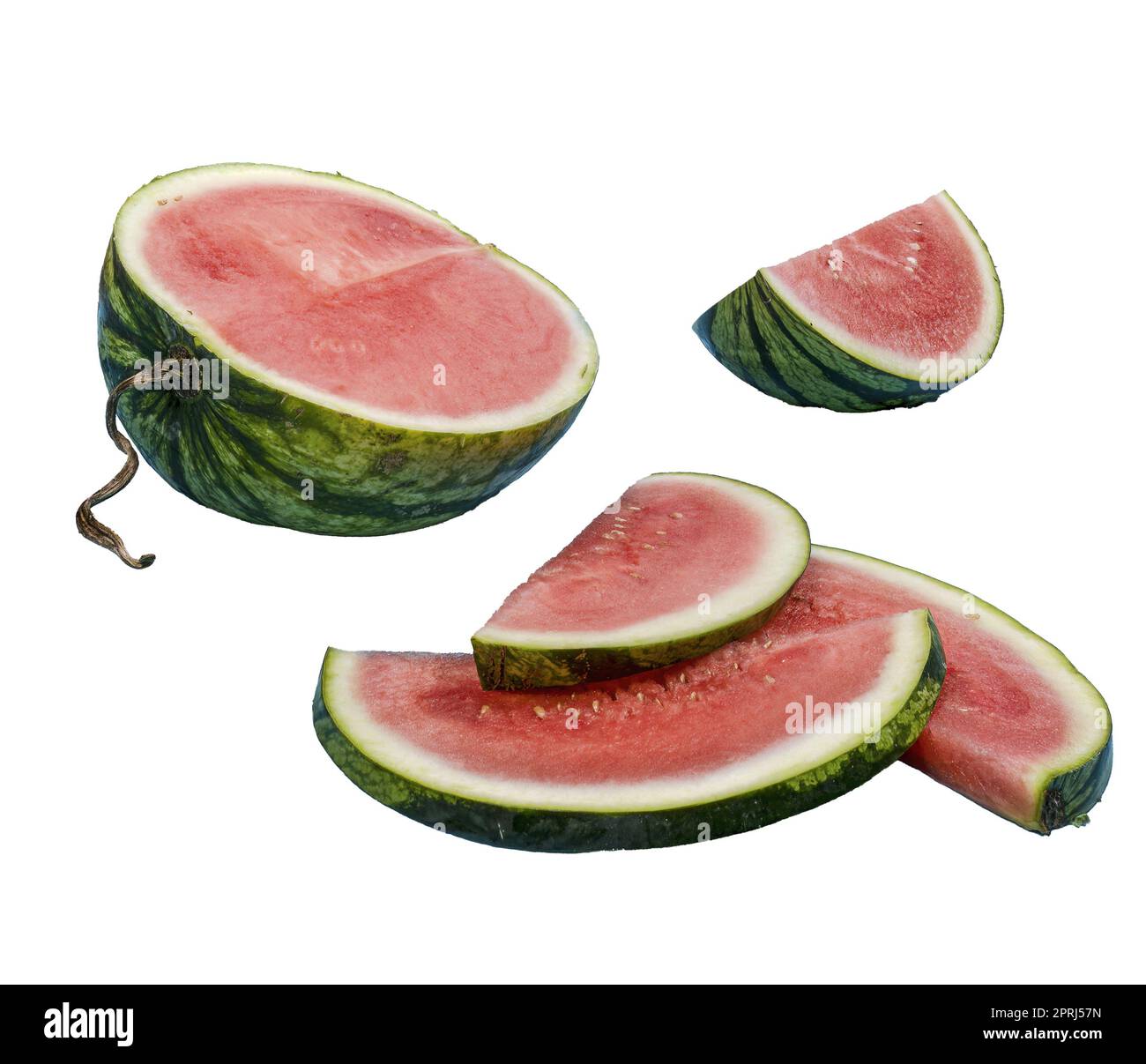 a watermelon cut on a blue surface on a transparent background Stock ...