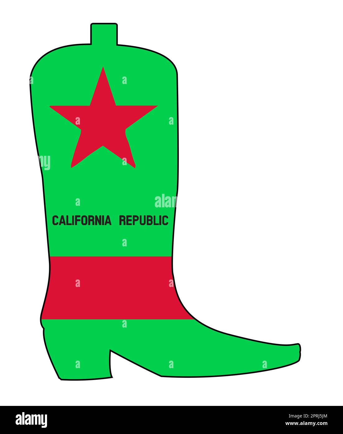 The California state flag icons set into a typical cowboy boot outline ...