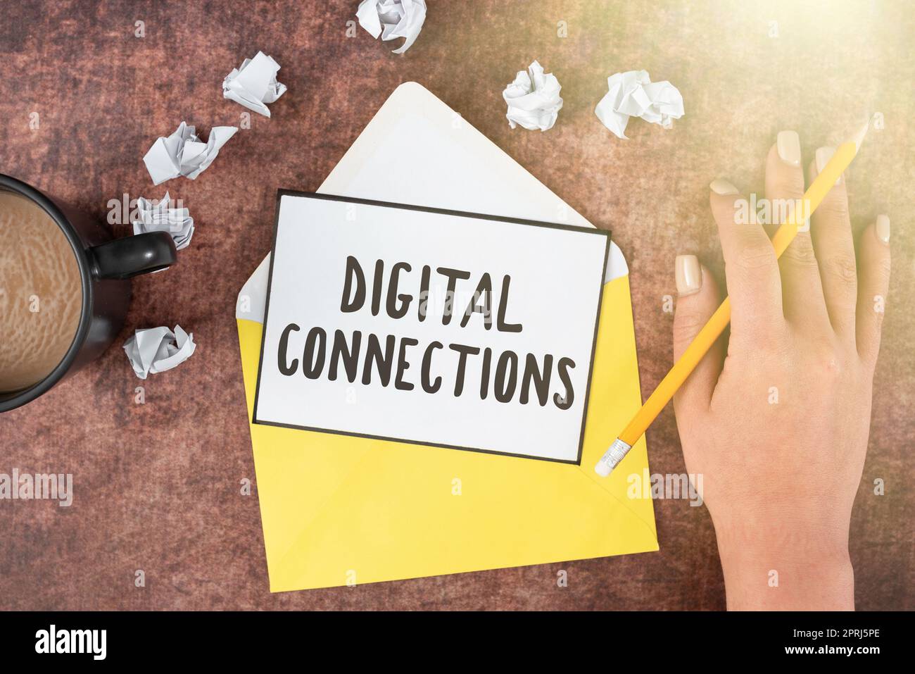 Handwriting text Digital Connections, Business concept virtual network ...