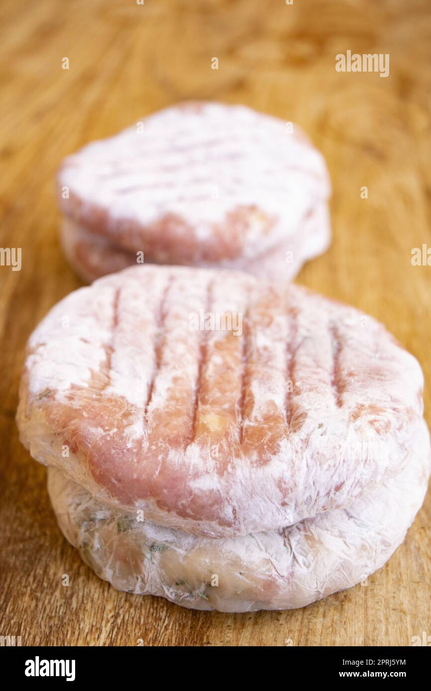 homemade frozen hamburgers Stock Photo - Alamy