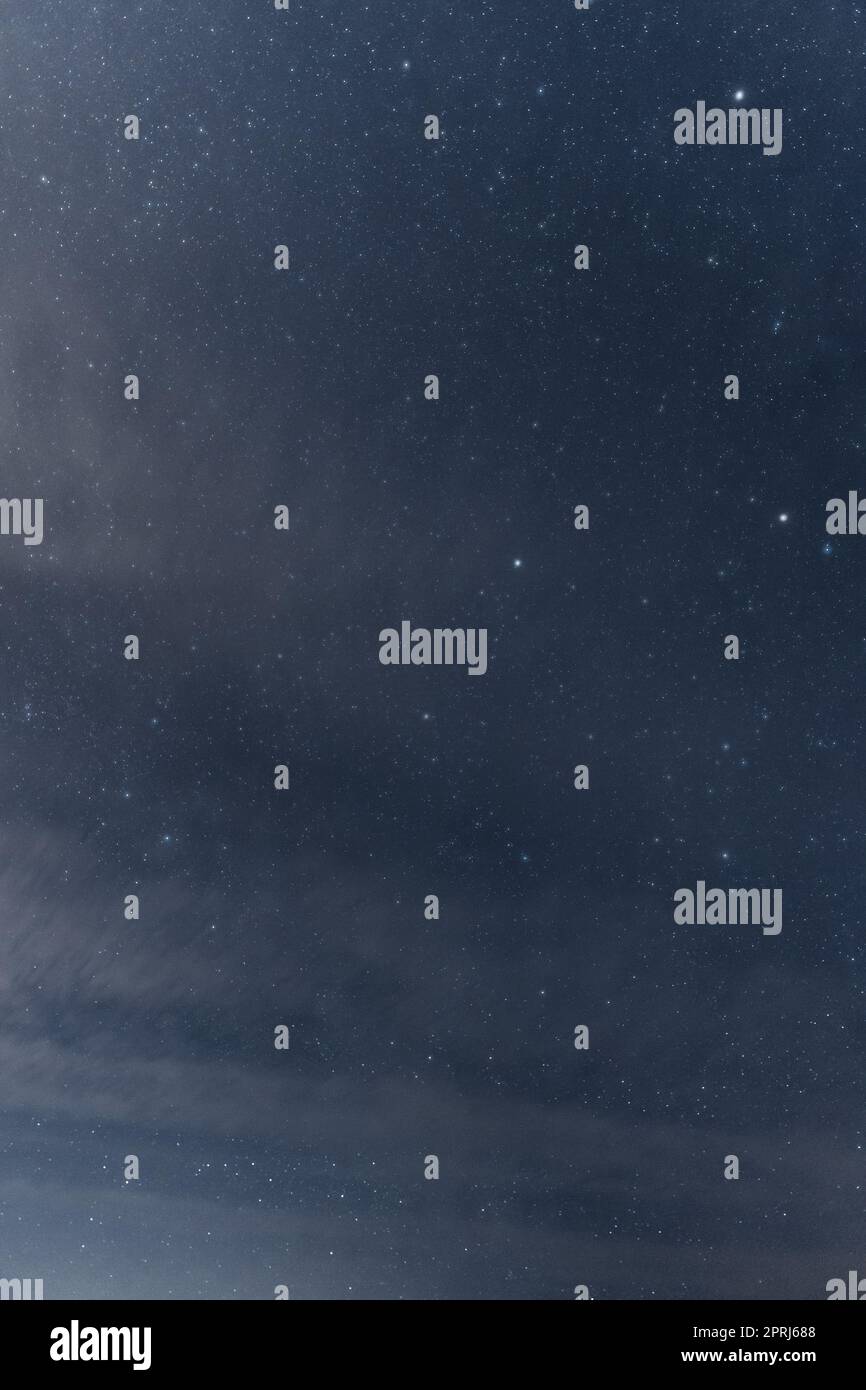 Real Night Sky Stars. Natural Starry Sky With Some Clouds Background ...