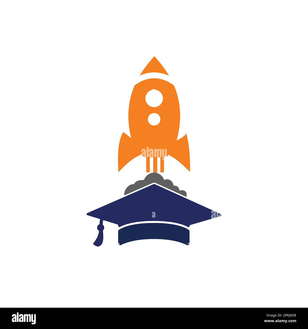 Graduation cap with rocket vector logo design. Rocket learning vector ...