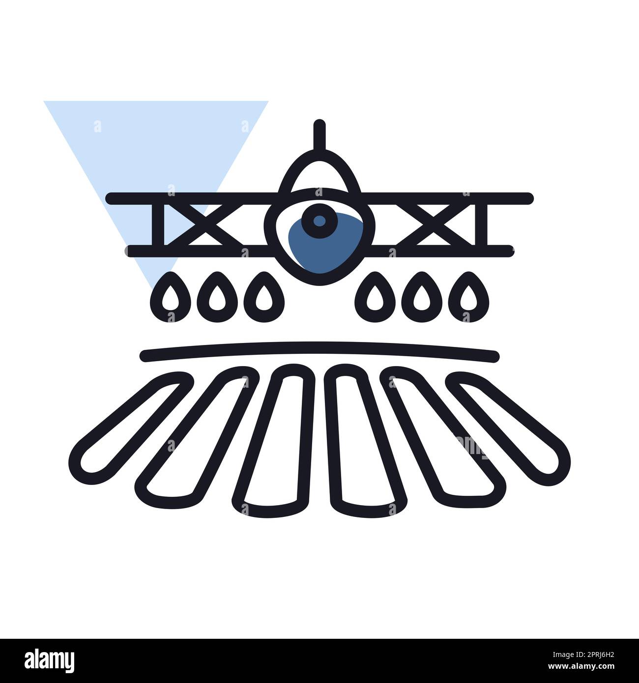 Crop duster airplane spraying a farm field vector icon. Agriculture ...
