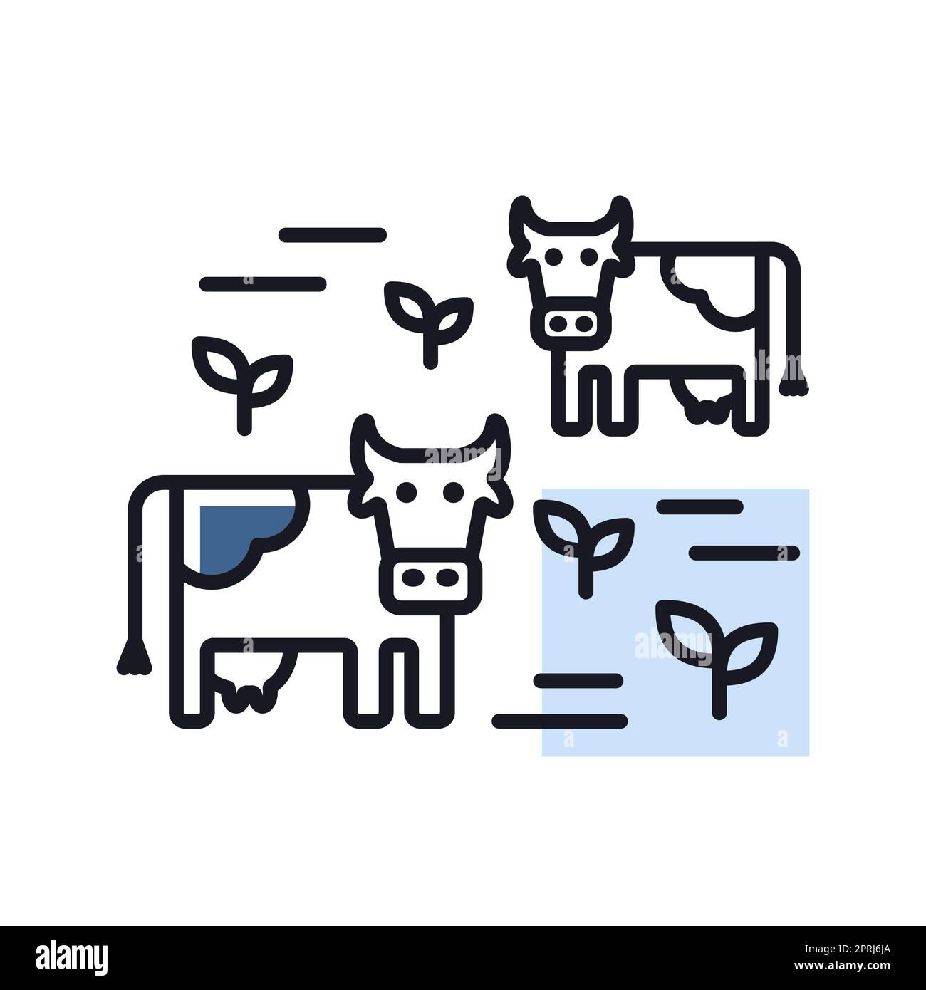 Cow on a pasture isolated icon. Agriculture sign. Graph symbol for your ...