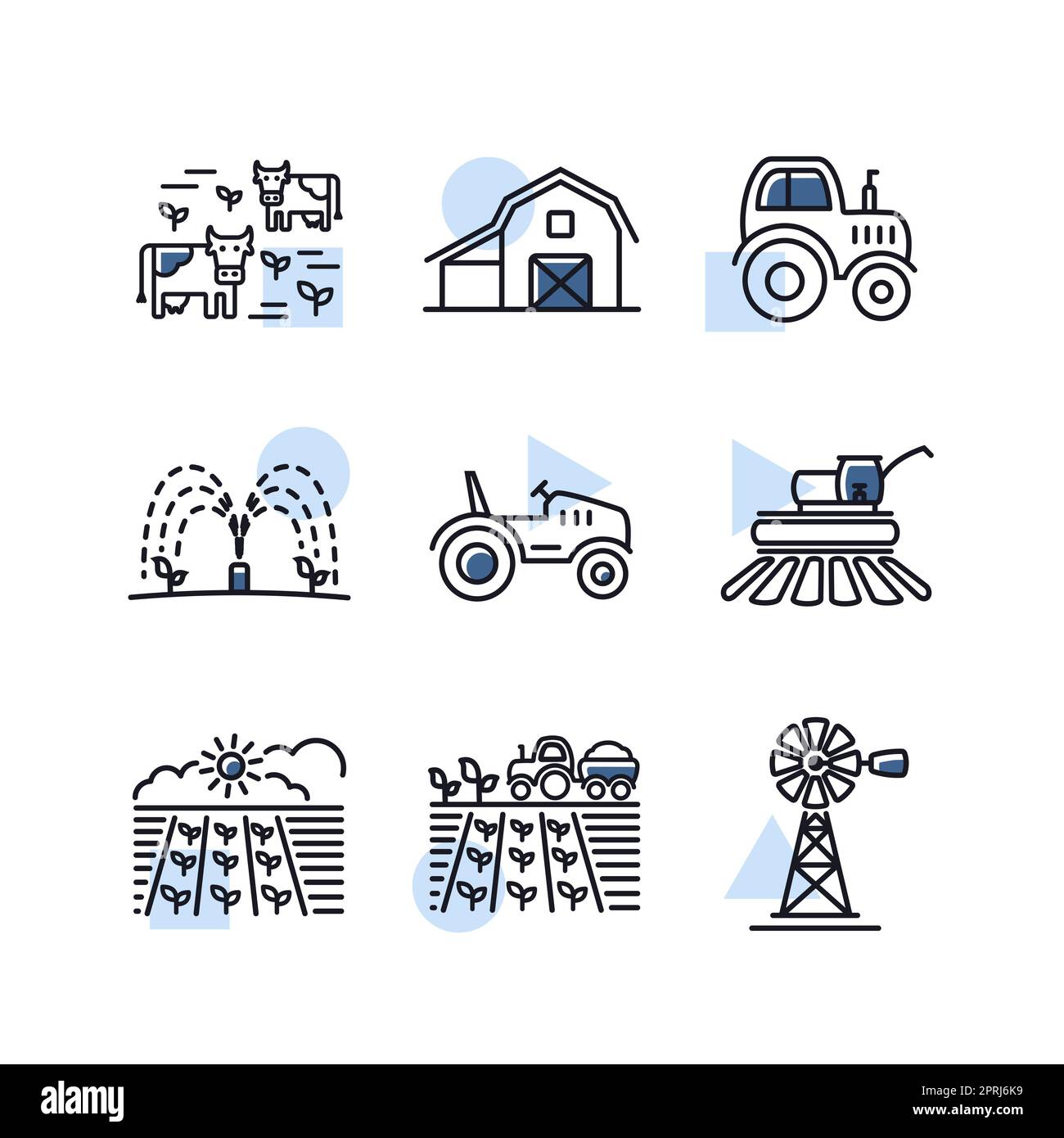 Farm Field isolated icon set. Agriculture sign. Graph symbol for your ...