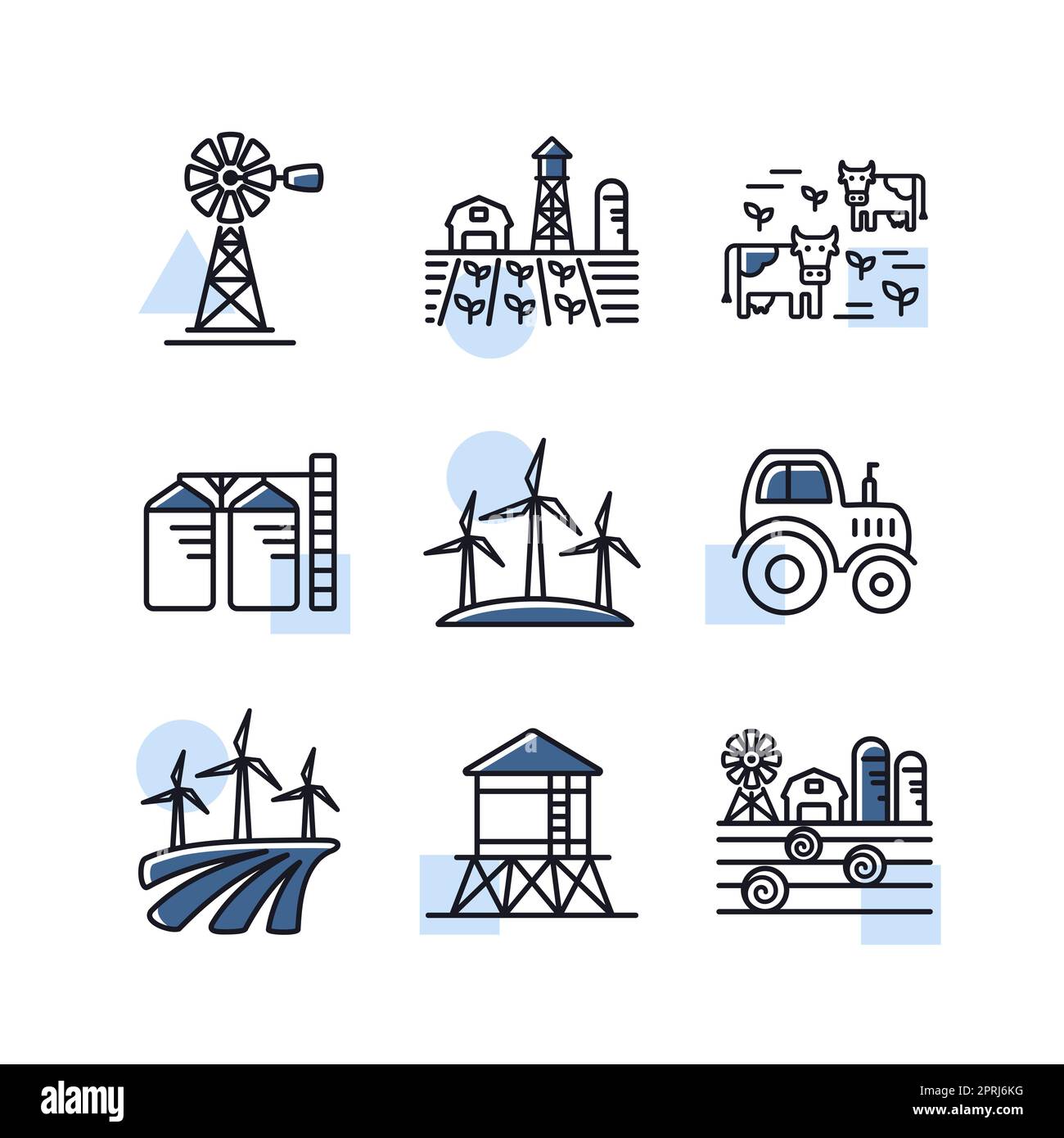 Farm Field isolated icon set. Agriculture sign. Graph symbol for your ...