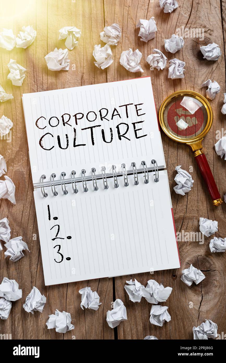 Handwriting text Corporate CultureBeliefs and ideas that a company has ...
