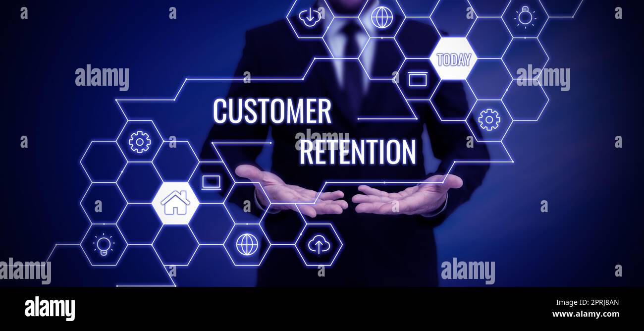 Conceptual display Customer RetentionKeeping loyal customers Retain ...